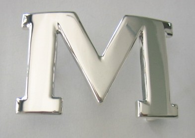 Sterling Silver Letter M Silver Belt Buckle