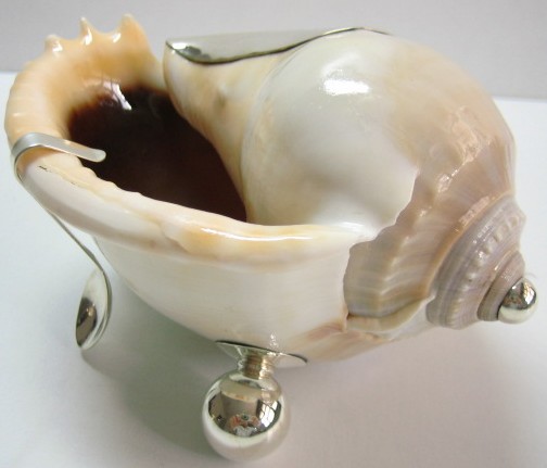 Sterling Silver Abalone Shell Dish with Silver Trimming.