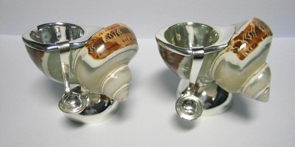 Sterling Silver Abalone Shell Dish with Silver Trimming.